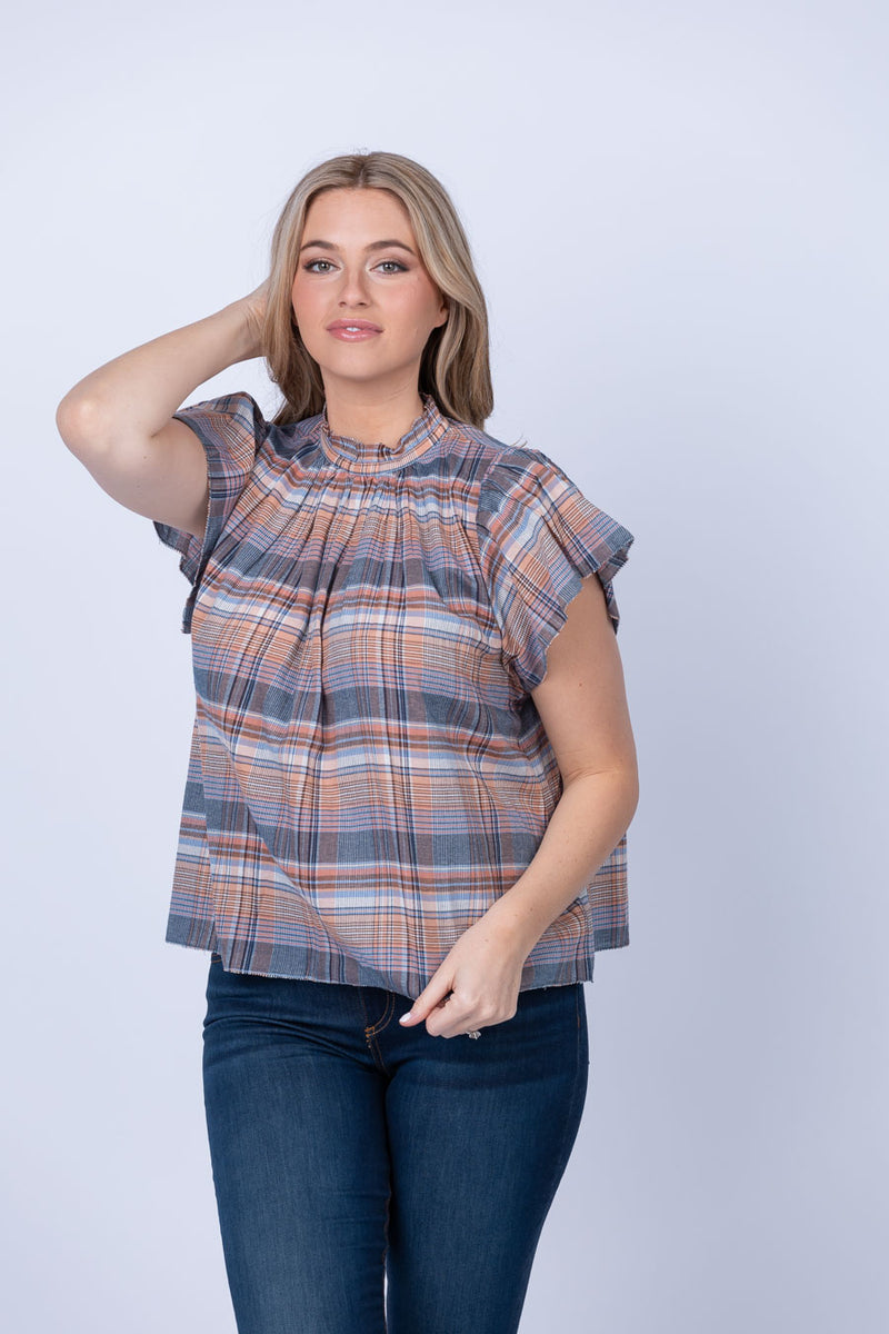 Trovata Carla Blouse In Eclipse Plaid – CoatTails