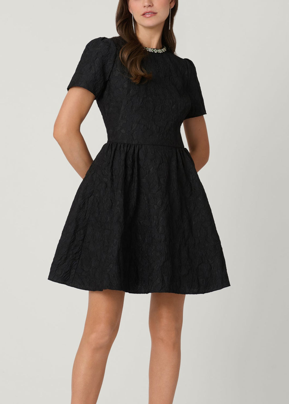 Shoshanna Andie Dress in Jet/Green/Silver