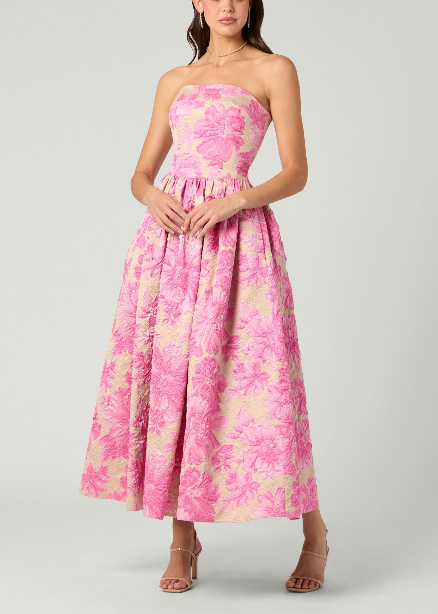 Shoshanna Dana Dress in Fuchsia/Sand