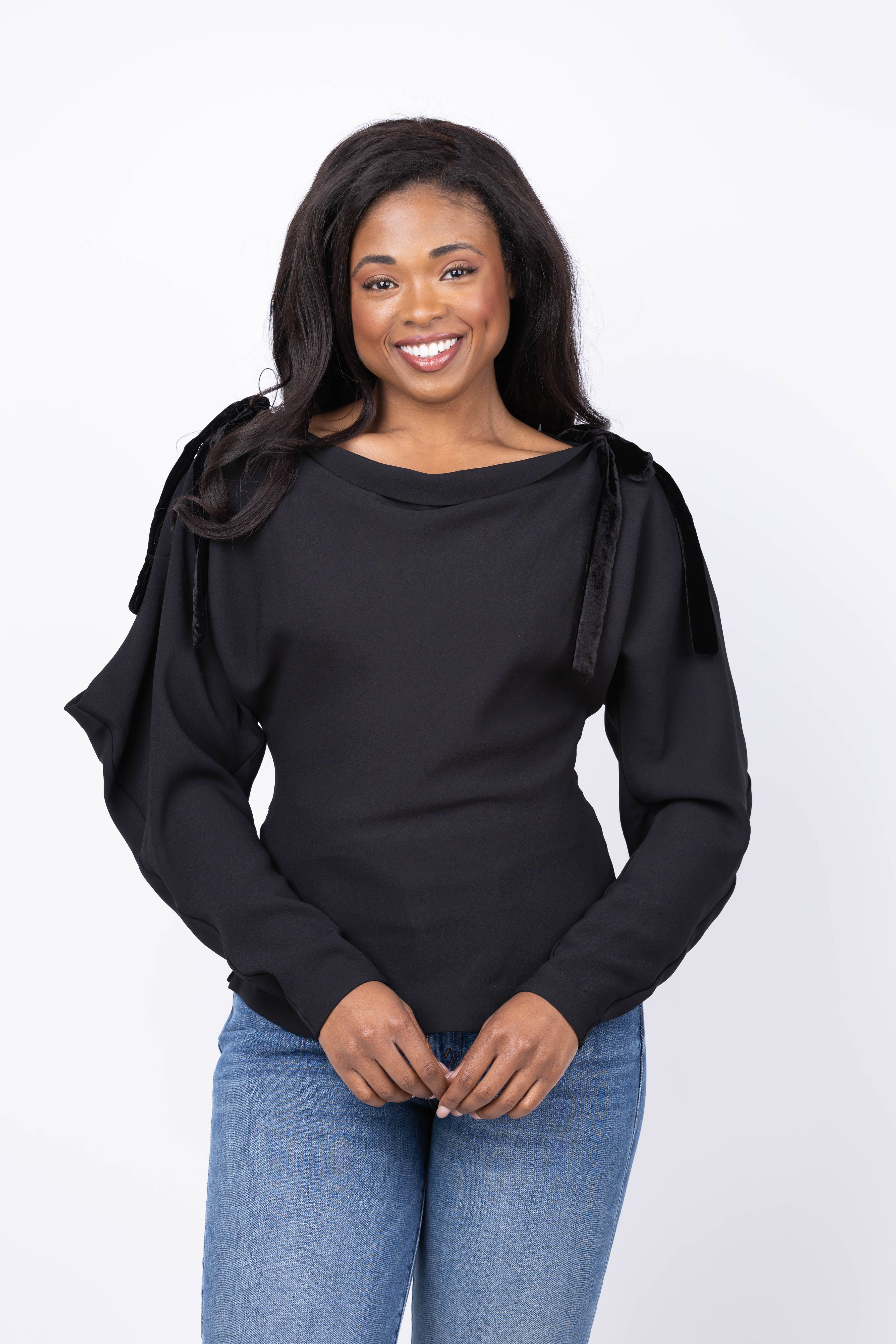 Simkhai Marlee Top With Shoulder Tie in Black
