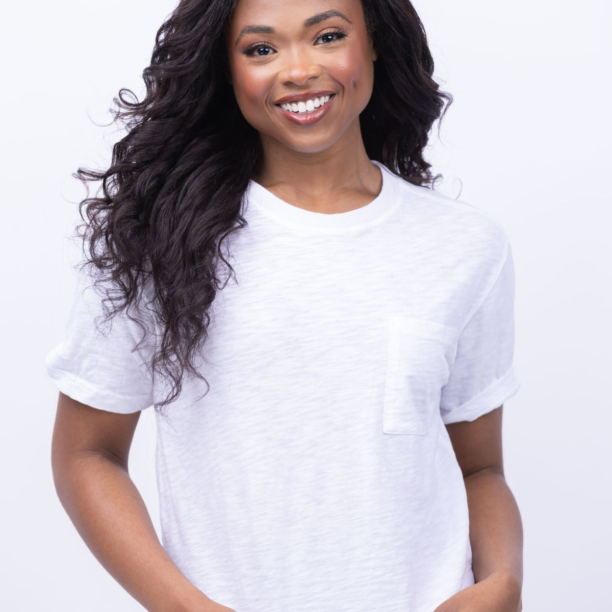 Dylan Crew Pocket T-Shirt in White – CoatTails