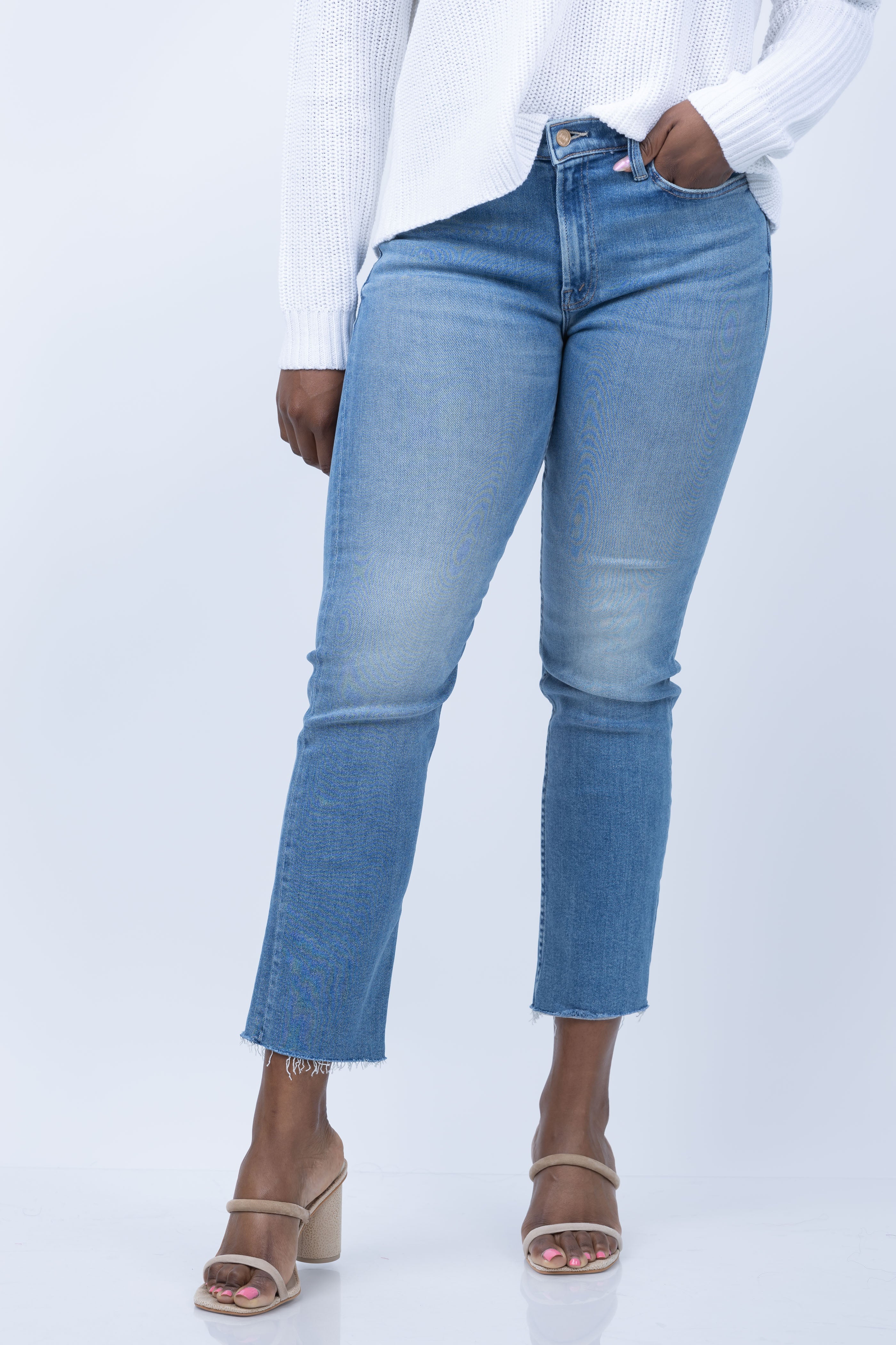 Mother Denim Mid Rise Rider Flood in Monkey in Middle