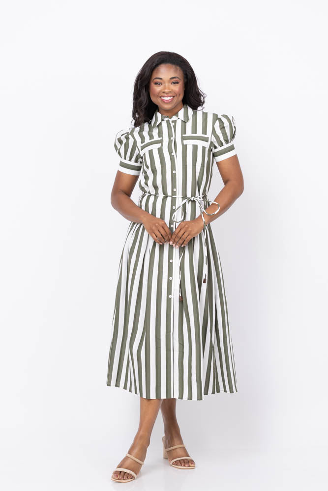 Tanya Taylor Carrington Dress in Fern/Ivory