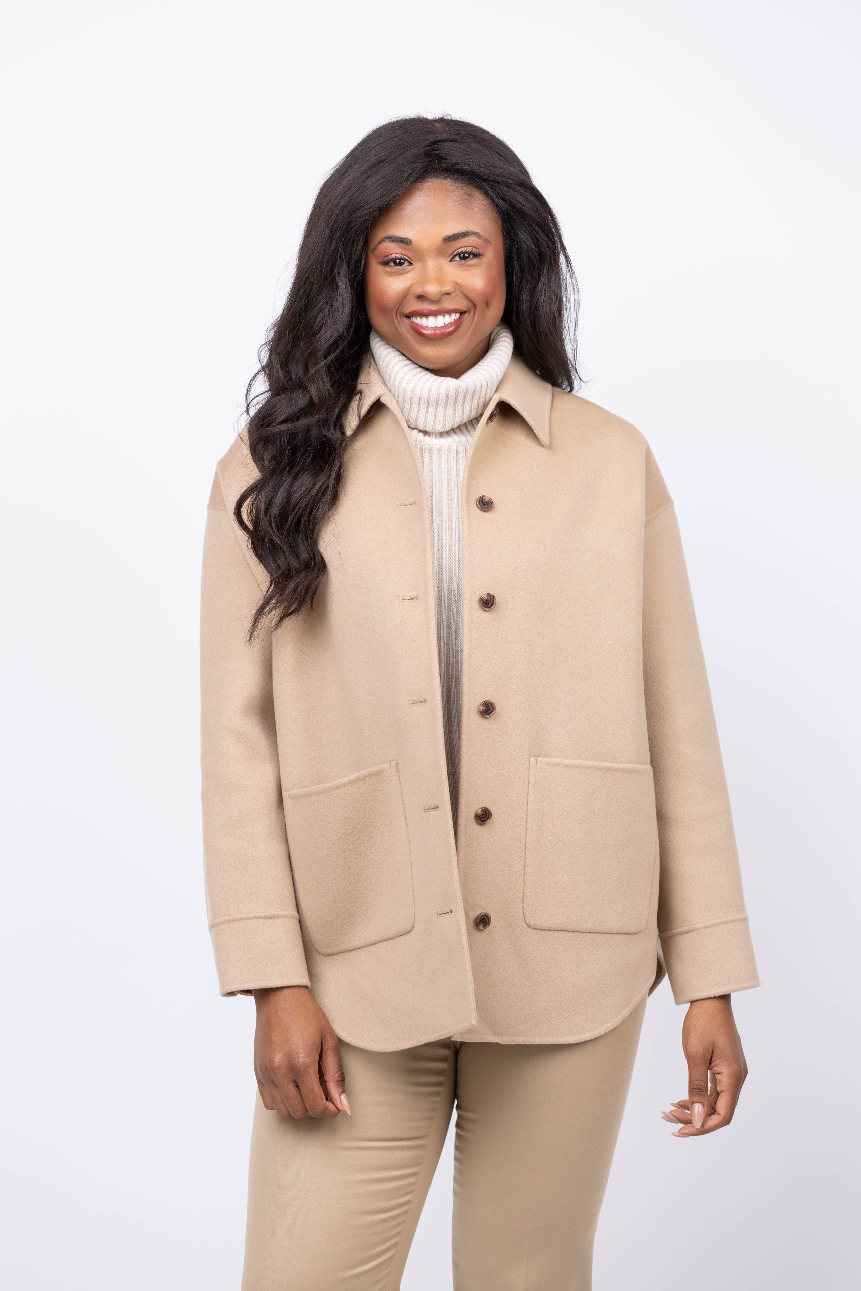 Theory Shirt Jacet in New Camel