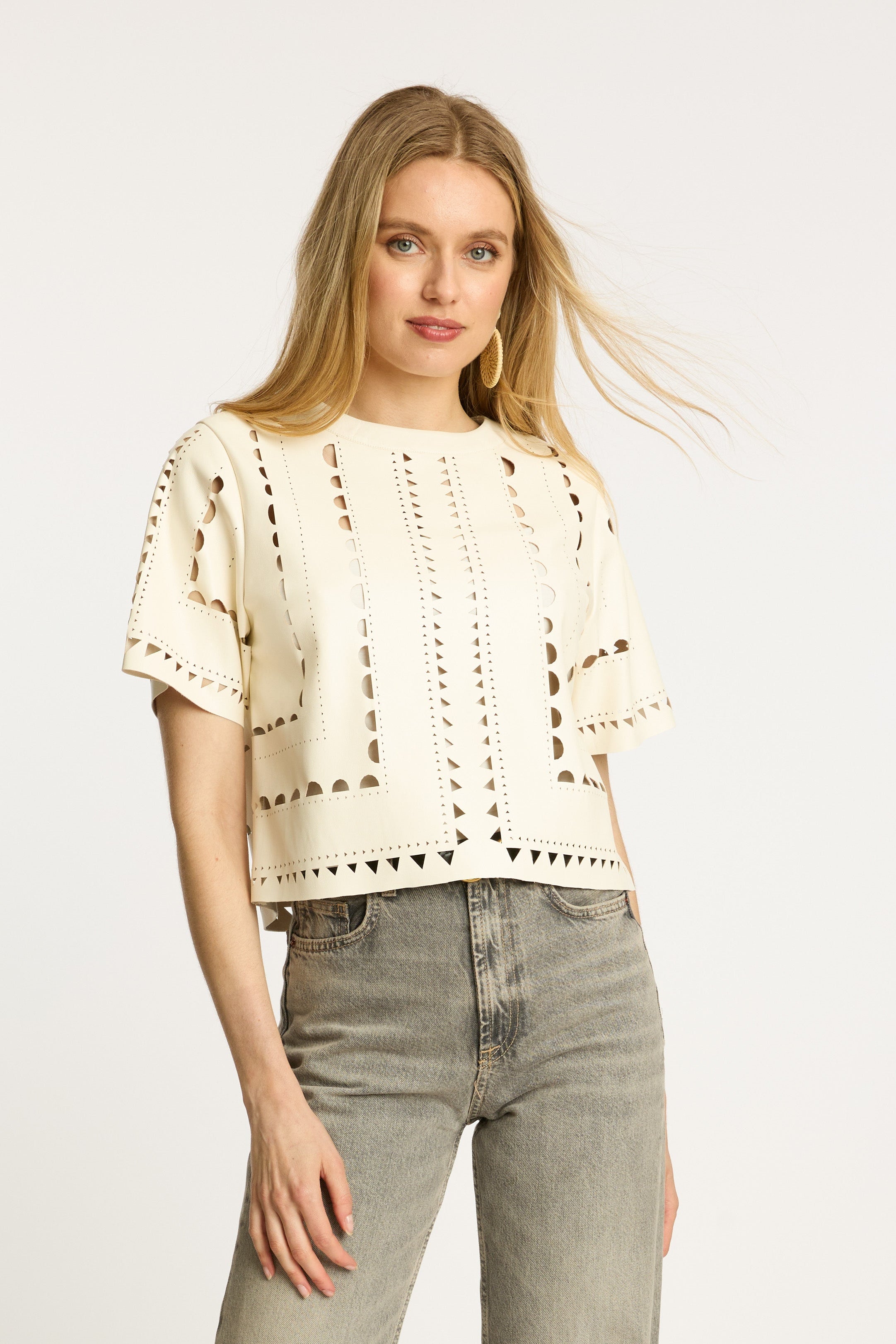 Home Caballero Collection Anisa Top in Antique White Vegan Leather